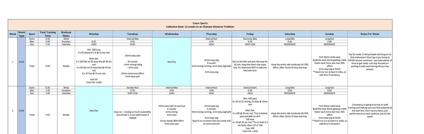 Olympic Distance Triathlon Training Plan: Women's 12 Weeks – Coeur Sports